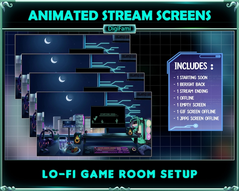 Gaming Room Stream Overlays Package, PC Desk Twitch Overlays Package ...