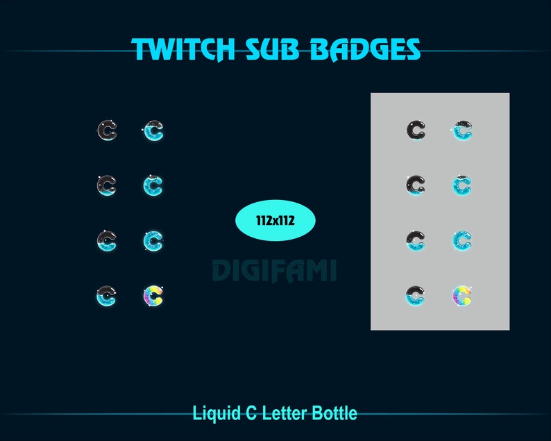 Letter C Twitch Sub Badges / Liquid Letter C Bottle Twitch Sub Badges ...