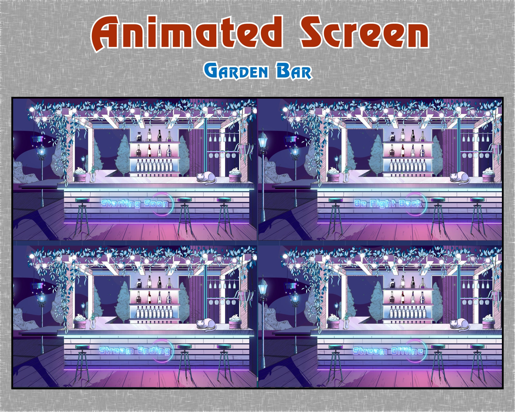 ANIMATED Twitch Screen Overlays / Animated Scenes Garden Pub - Etsy