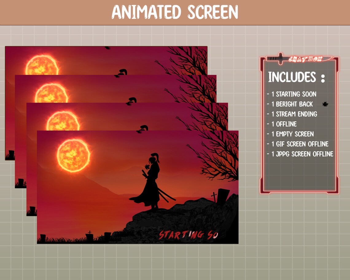 ANIMATED Samurai Twitch Stream Overlay Package / Japanese Stream ...