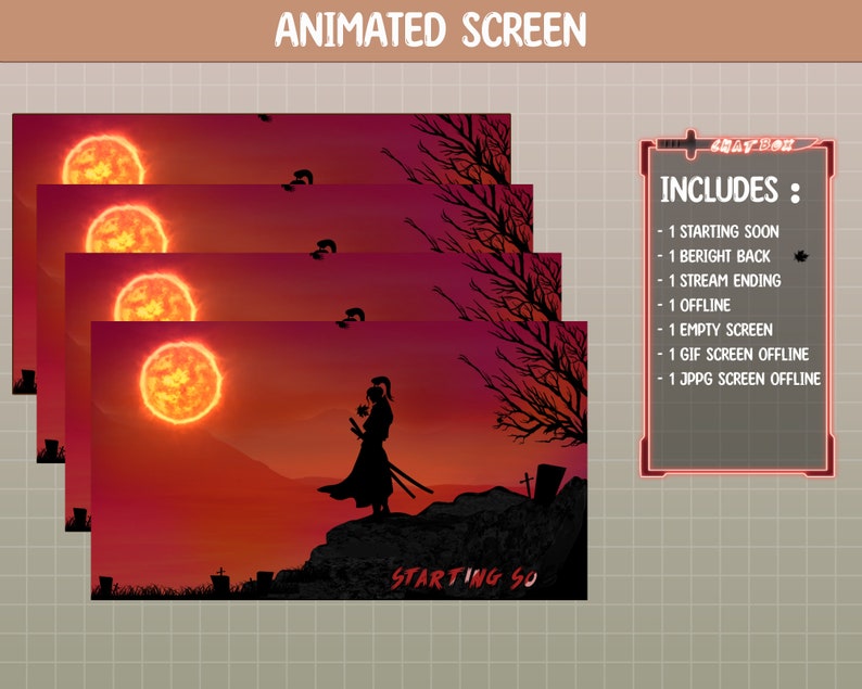 ANIMATED Samurai Twitch Stream Overlay Package / Japanese Stream ...