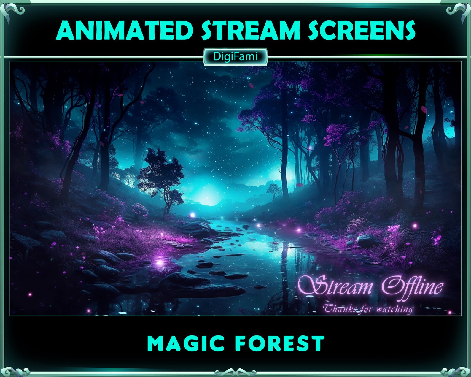 ANIMATED Twitch Stream Overlays Magic Forest, Witchy Forest Animated ...