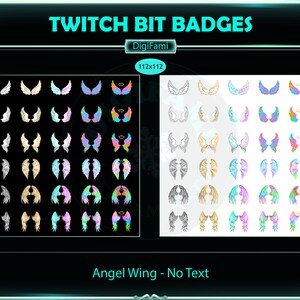 Angel Wings Twitch Sub Bit Badges, Silver Gold Angel Wings Twitch Sub ...