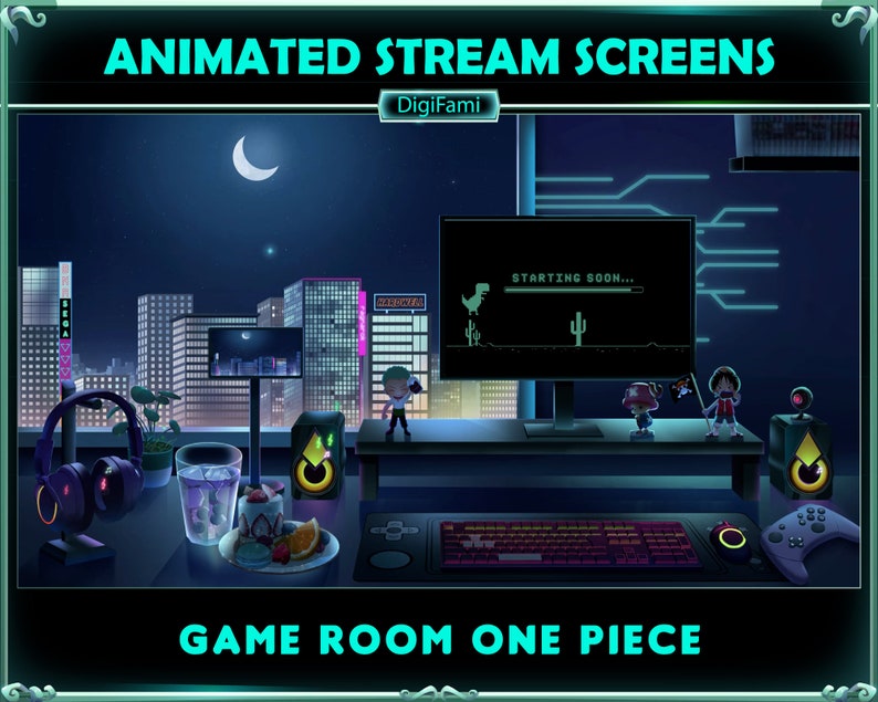 Animated Twitch Gaming Room Screen Overlays, PC Desk Twitch Screen ...