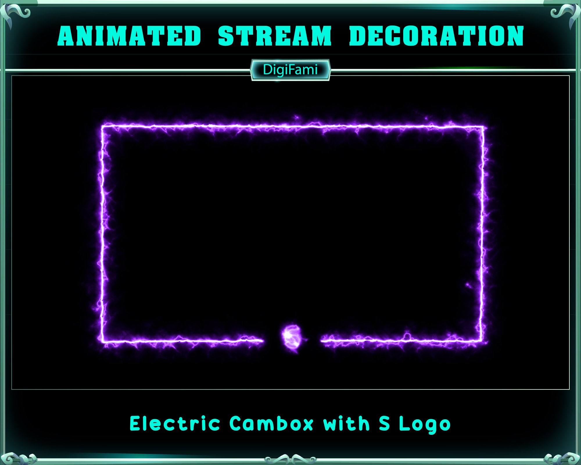 ANIMATED Twitch Webcam Overlay Electric Cam Frame With S Logo, Electric ...