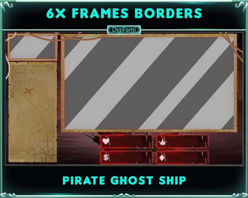 RED Ghost Pirate Ship Animated Twitch Overlay Package, Blood Pirate ...