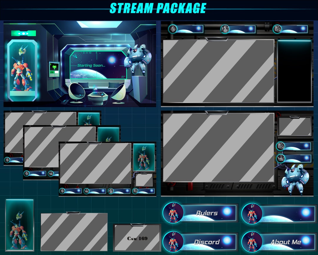 Animated Twitch Neon Spaceship Gaming Room Stream Package, Neon Space ...