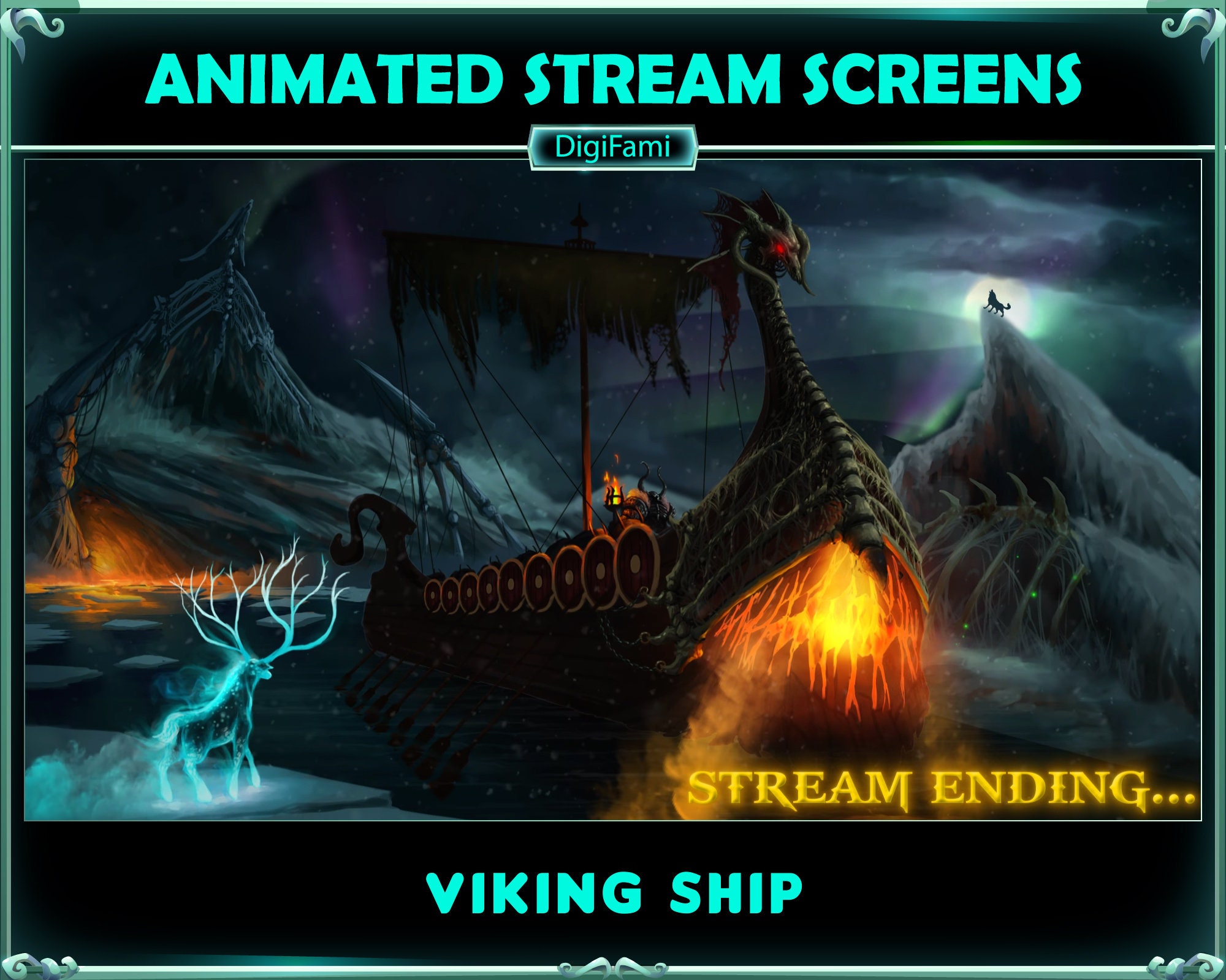 Animated Twitch Stream Scenes Burning Viking Ship, Viking Animated ...