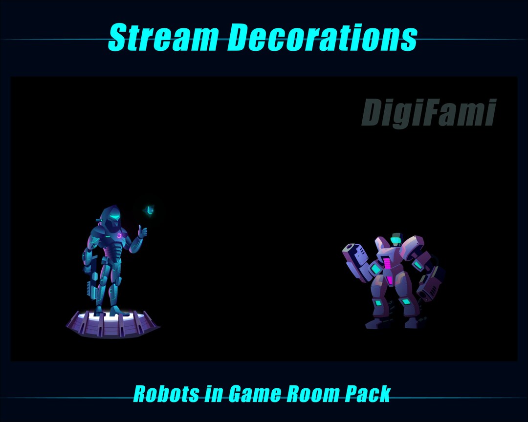 ANIMATED Twitch Stream Decorations Robots in Gaming Room Pack, Animated ...