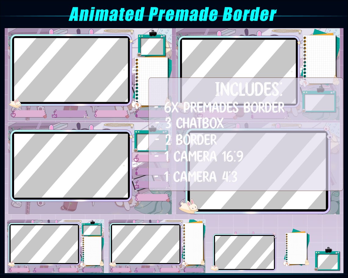Animated Twitch Stream Overlays Package Lofi iPad Desk, Lofi Working ...