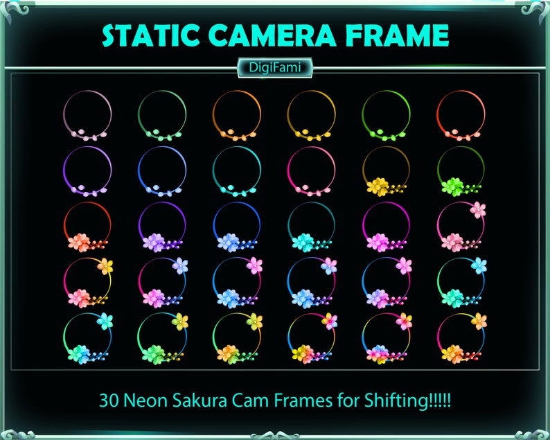 ANIMATED Twitch Webcam Overlay Neon Sakura Ring Cam Frame, Sakura ...