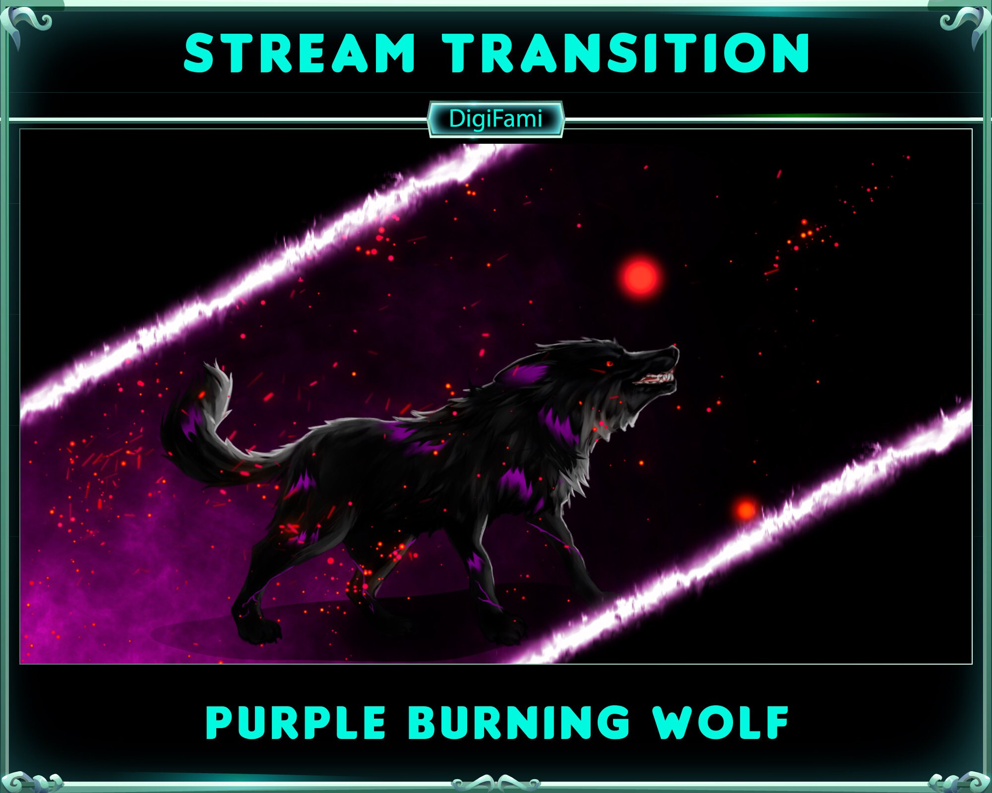 PURPLE Fire Wolf Stream Transition, Fire Scene Stinger, Purple Wolf ...