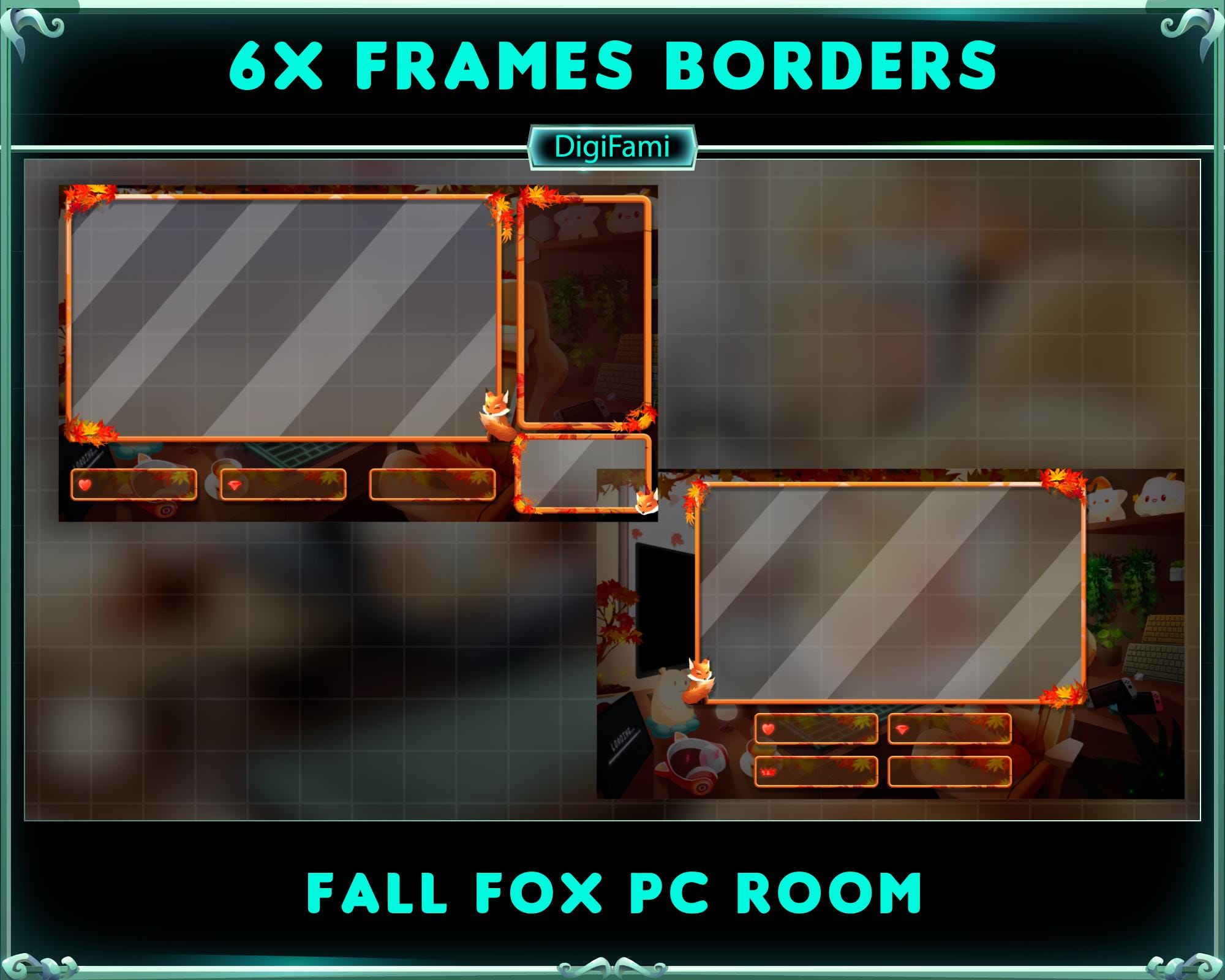 Fox in Fall PC Room Animated Twitch Overlay Bundle, Fox in Autumn Game ...