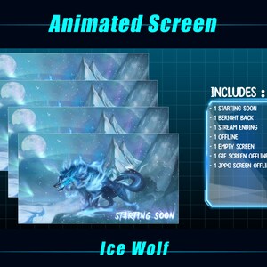 ICE Wolf Animated Twitch Stream Overlay Package, Winter Ice Wolf Twitch ...