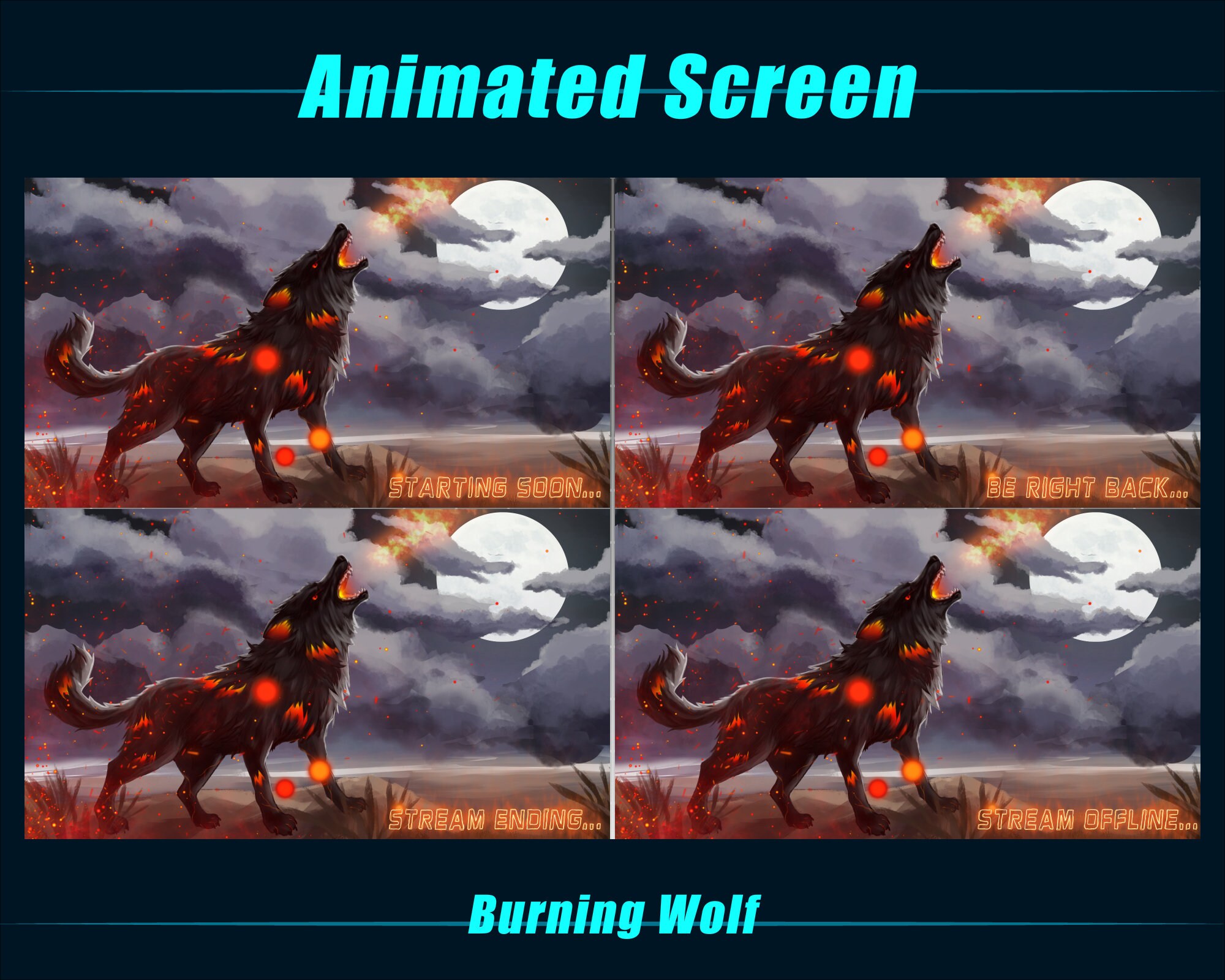 ANIMATED Twitch Fire Wolf Screen Overlays / Burning Wolf Twitch Stream ...