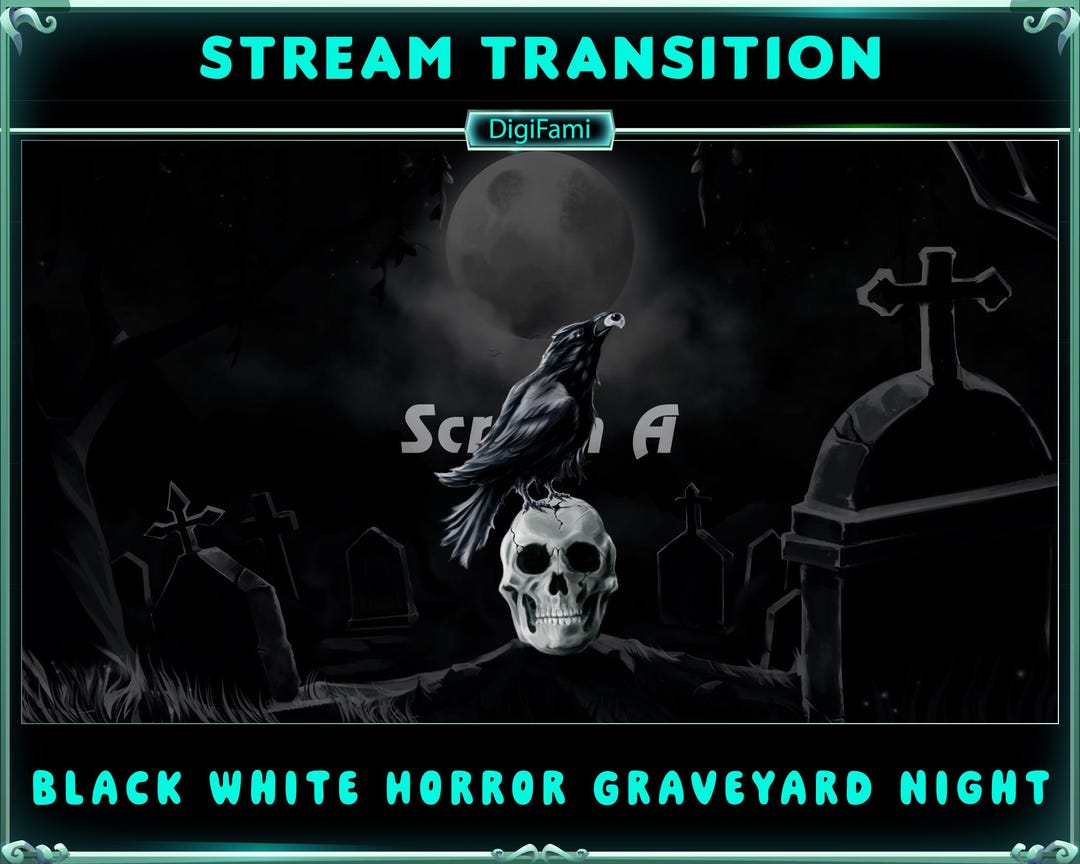 Black Crow in Graveyard Animated Stream Transition, Halloween Black ...