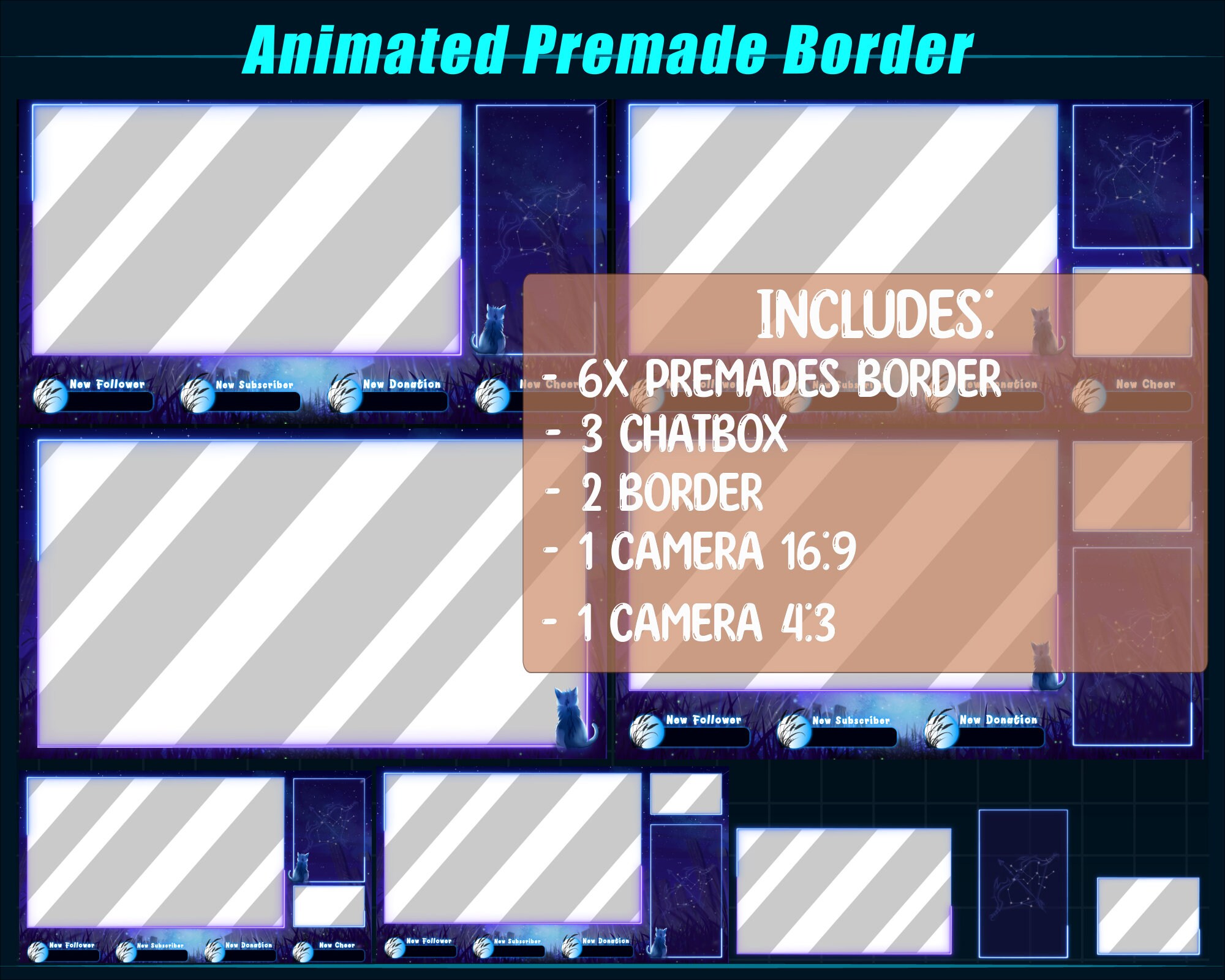 Animated SAGITTARIUS Celestial Stars Twitch Stream Overlay Package ...