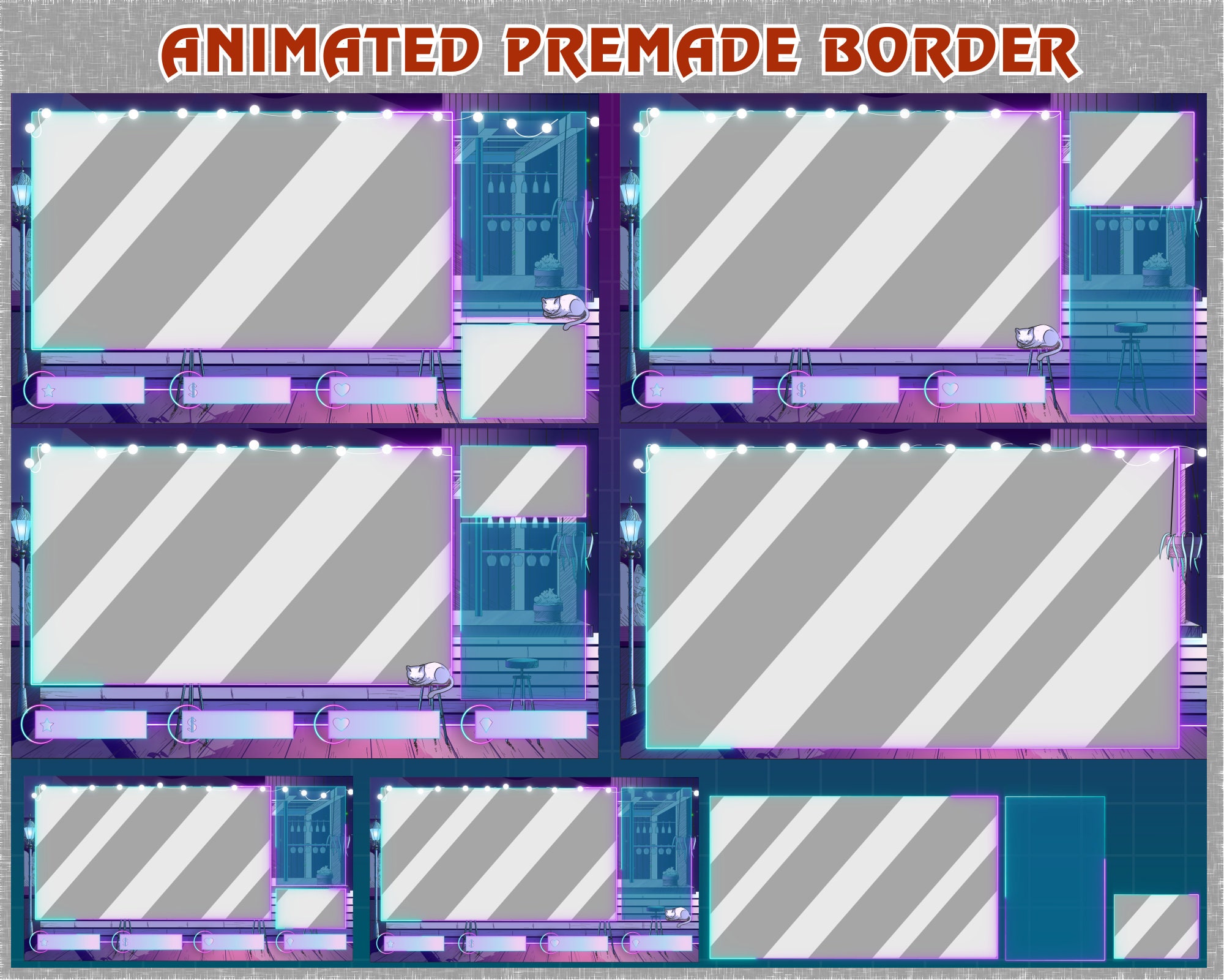 ANIMATED Twitch Screen Overlay Package / Garden Bar Stream Screen ...
