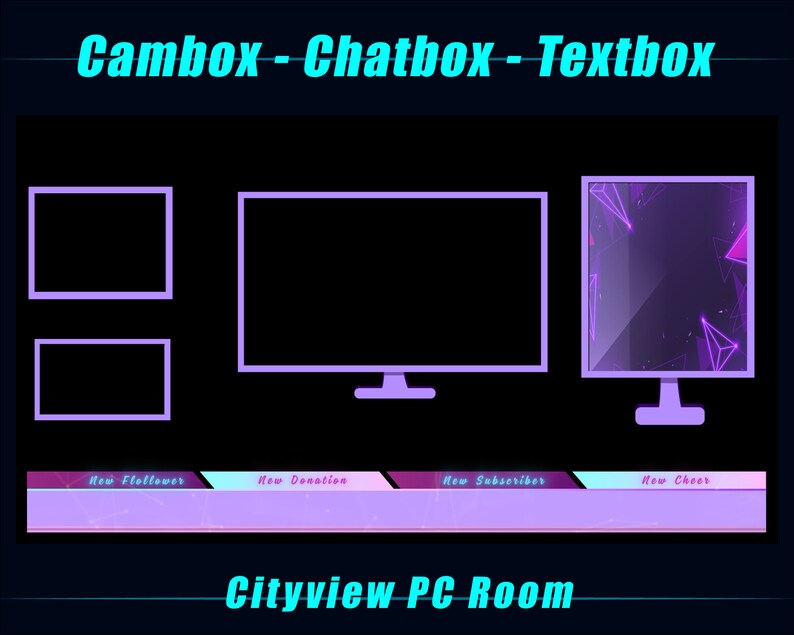Animated Twitch Overlay Package Cityview PC Set-up Room, Black Cat in ...