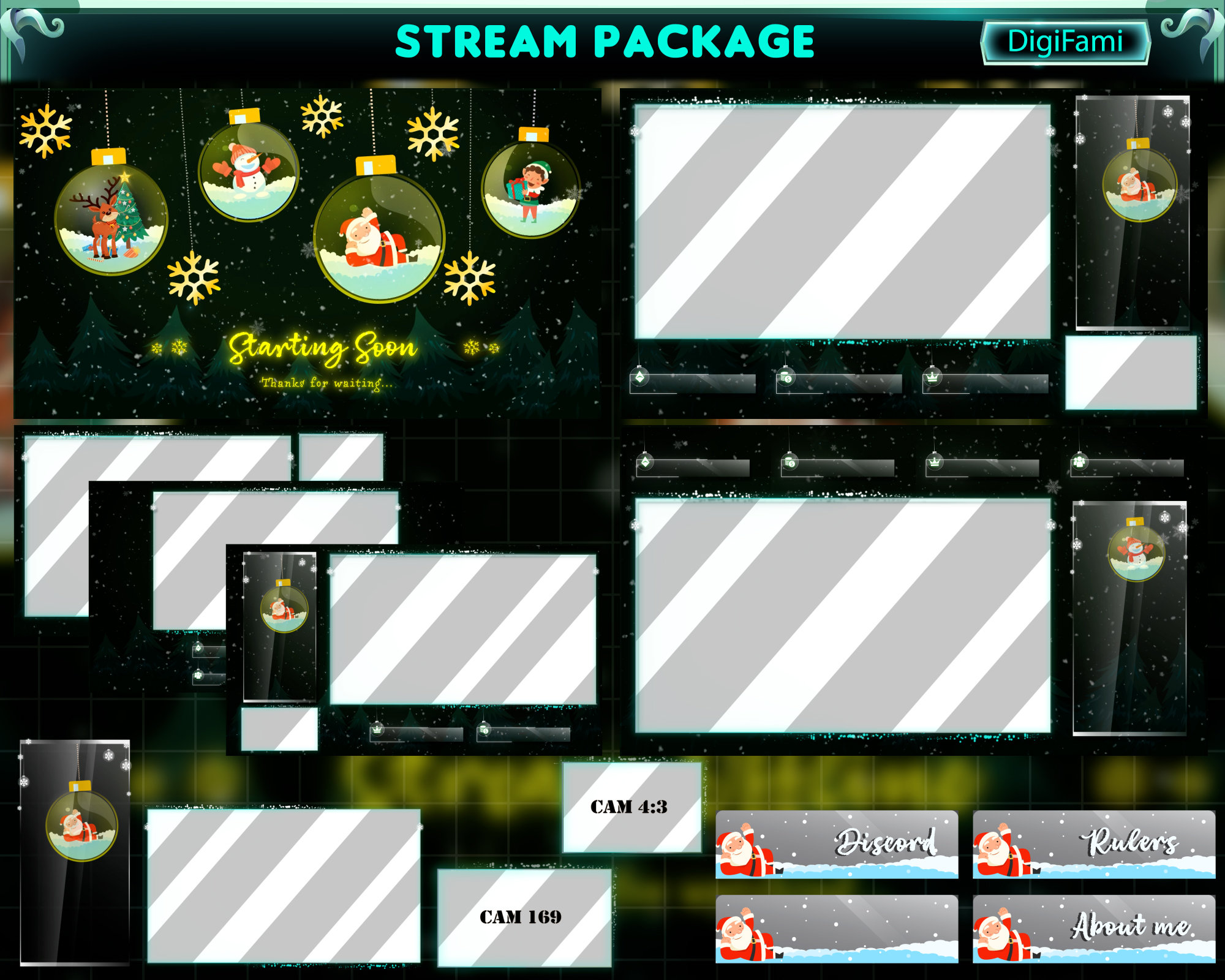 Animated Twitch Overlay Package Cute Santa Clause, Cute Christmas ...