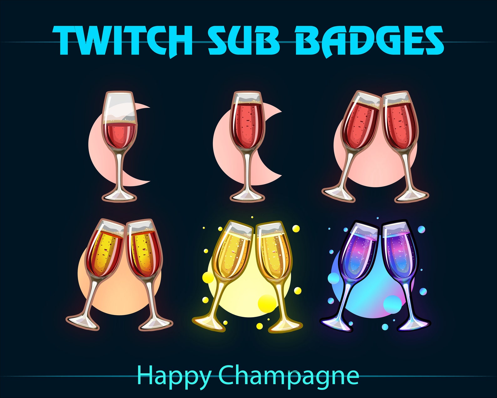 Happy Champagne Twitch Sub Bit Badges, Happy New Year Champagne Twitch ...