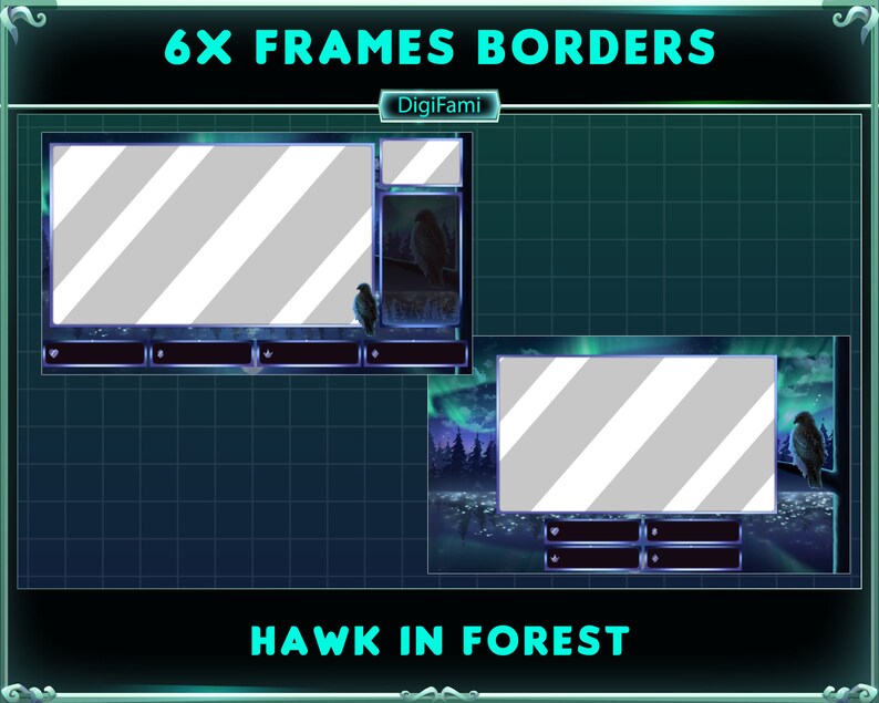 Animated Twitch Overlay Package Hawk in Light Forest, Animated Stream ...