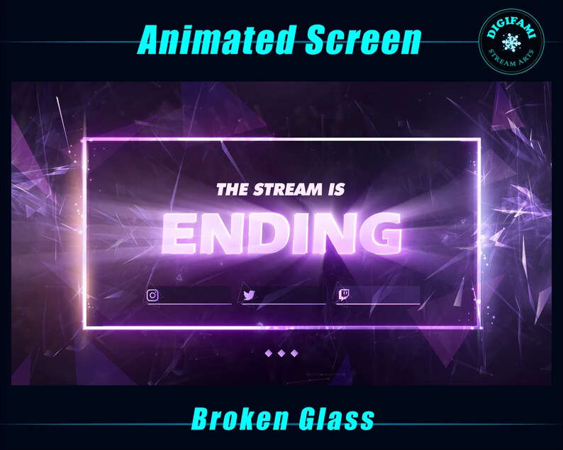 Broken Glass Animated Stream Screens, Minimalist Purple Twitch Screen ...