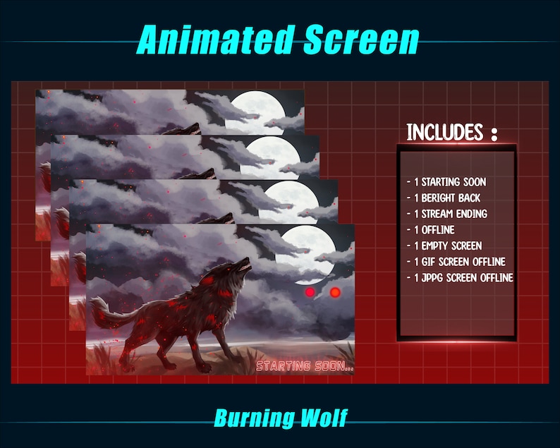 Animated Twitch DARK RED Fire Wolf Stream Overlay Package / Burning ... Animated Twitch DARK RED Fire Wolf Stream Overlay Package / Burning ...