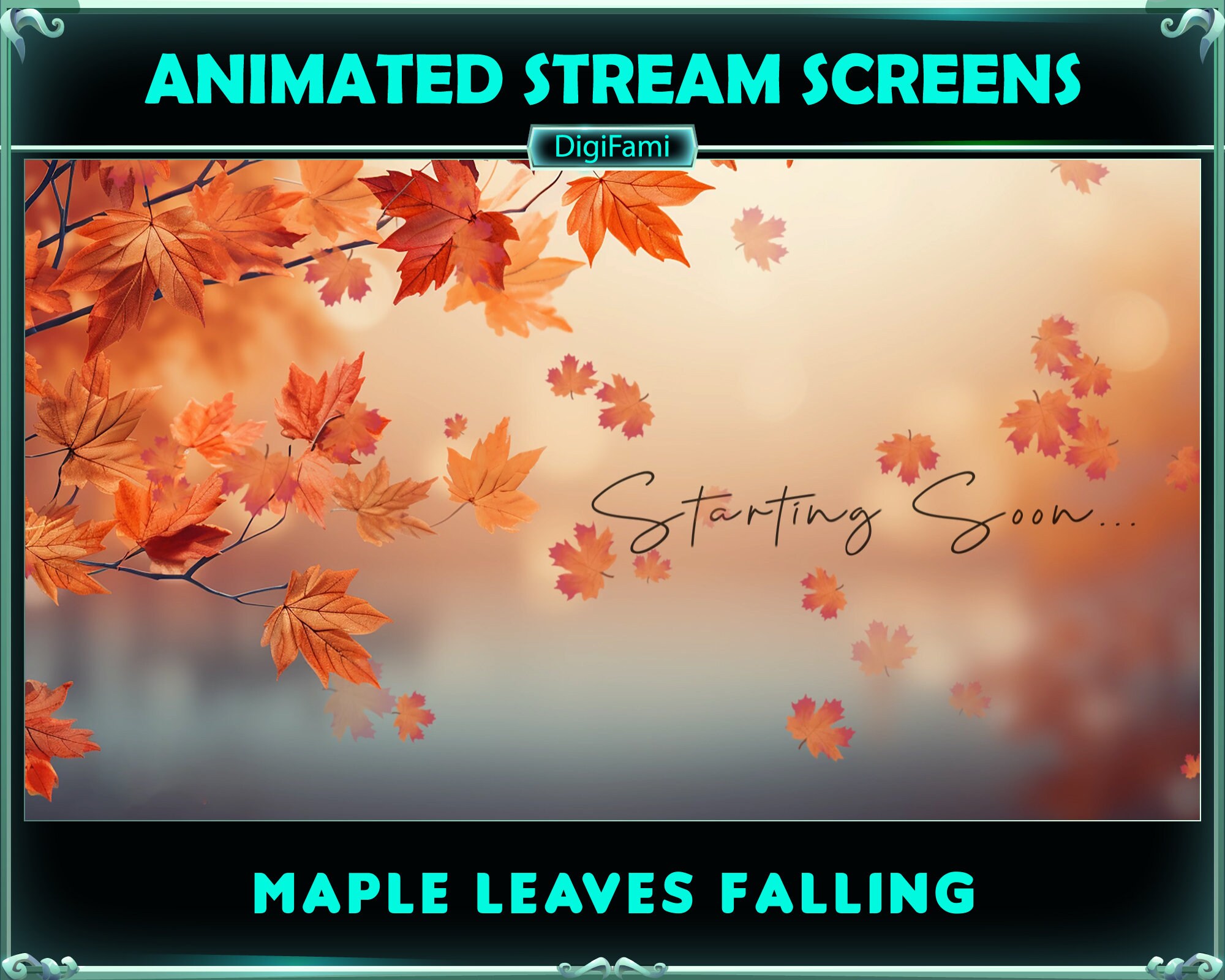 ANIMATED Twitch Stream Overlays Autumn Falling Leaves, Falling Maple ...