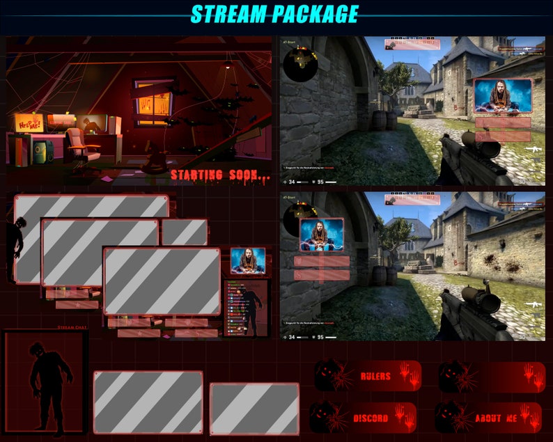 Halloween Bloody Haunted PC Room Animated Stream Package, BLOODY Horror ...