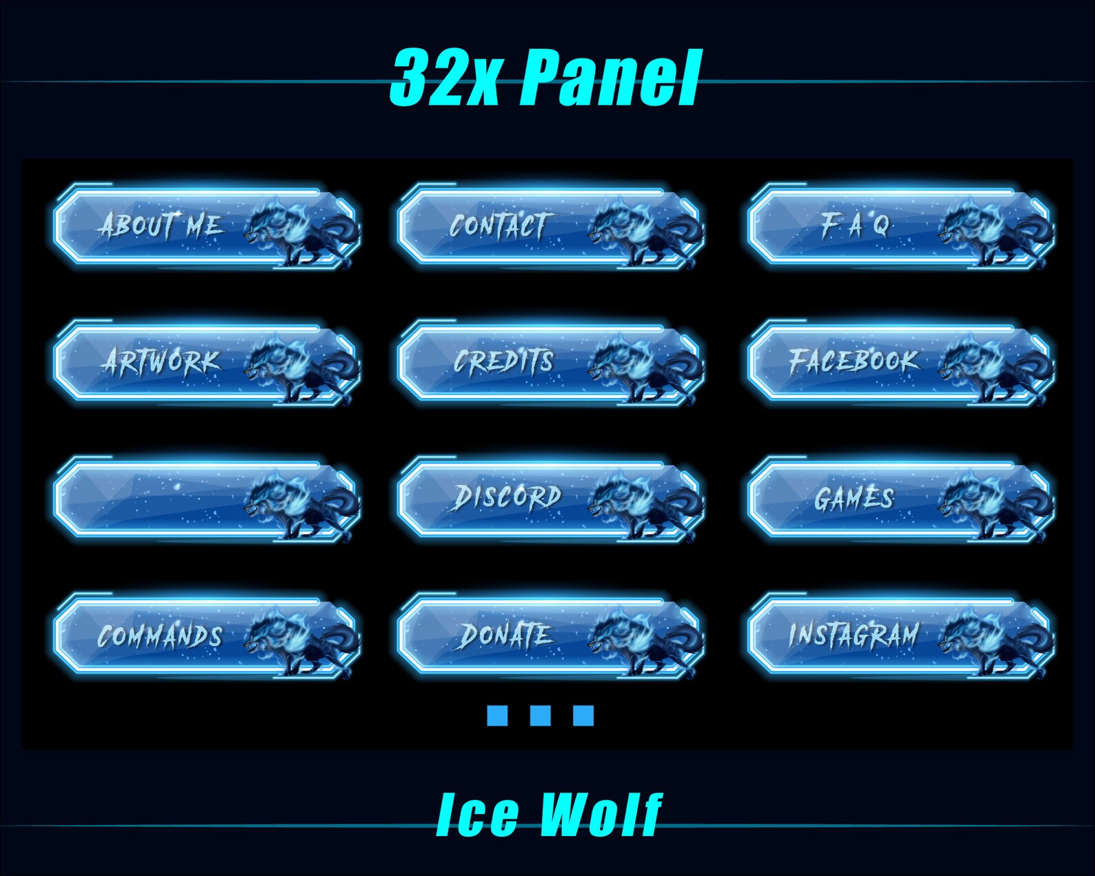 ICE Wolf Animated Twitch Stream Overlay Package, Winter Ice Wolf Twitch ...