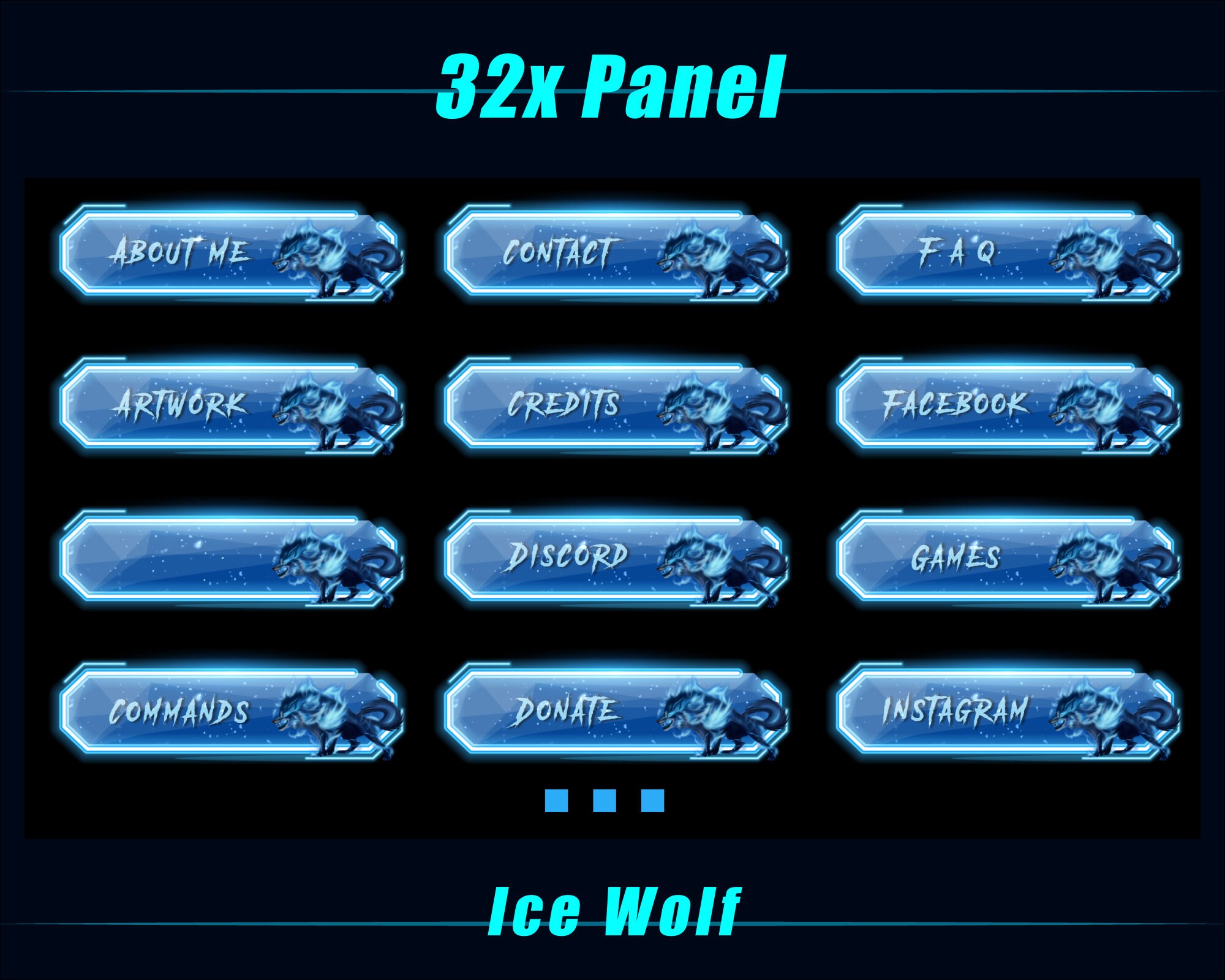 ICE Wolf Animated Twitch Stream Overlay Package, Winter Ice Wolf Twitch ...