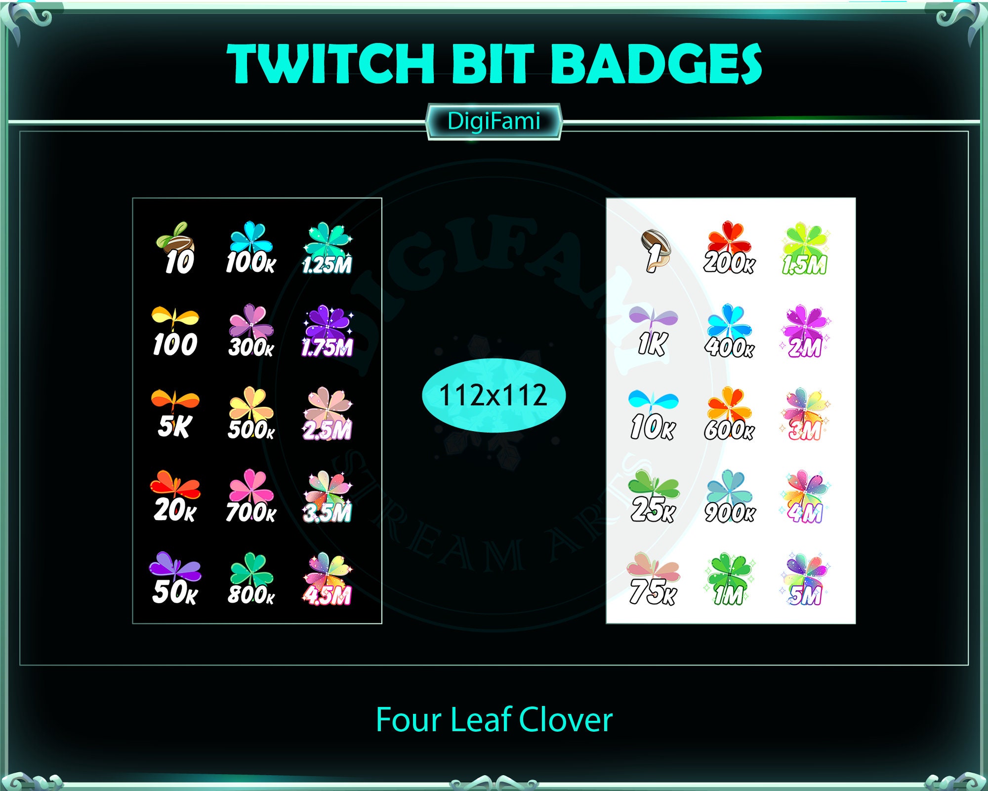Four Leaf Clover Twitch Bit Badges, Lucky Four-leaf Clover Twitch Bit Badges, Colorful Leaves ...