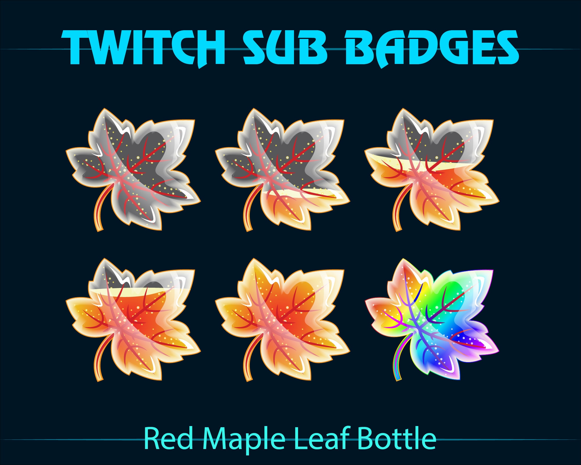 RED Maple Leaf Twitch Sub Badges / Fall Leaves Twitch Sub Badges ...