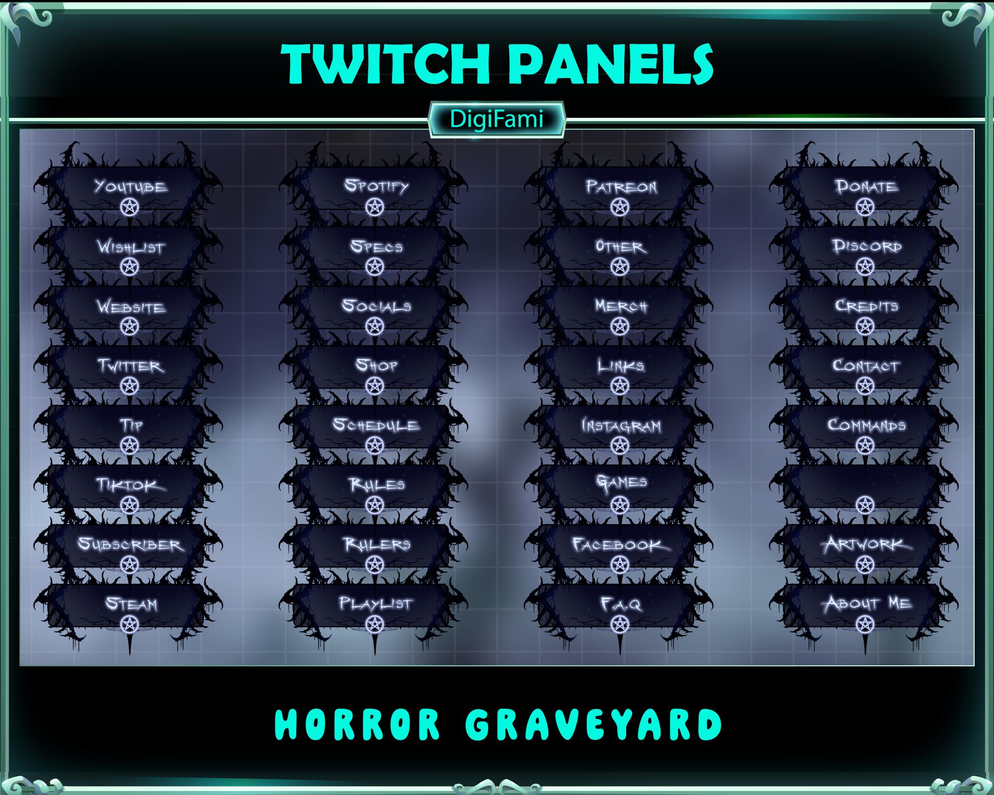 Spooky Graveyard Static Twitch Panels, Horror Night in Graveyard Twitch ...