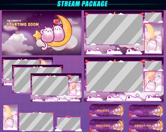 Animated Scenes Moon Cat Twitch Overlay Package / Celestial - Etsy