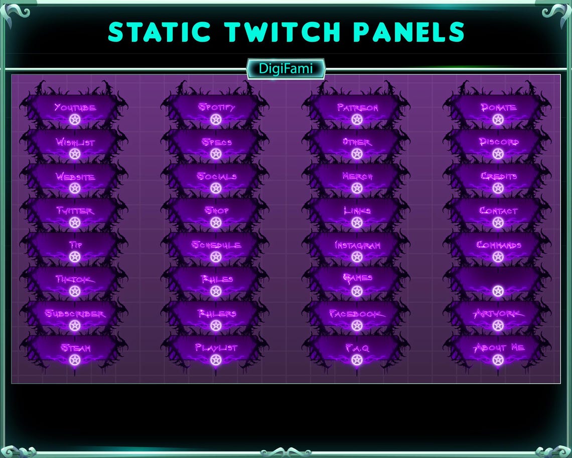 Purple Spooky Graveyard Static Twitch Panels, Horror Night in Graveyard ...