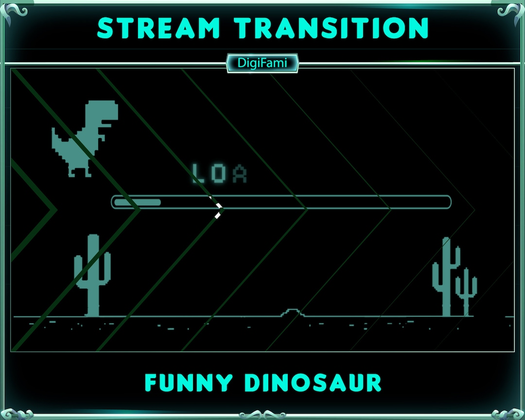Cute Running Dinosaur Animated Stream Screen Transition, Cute Pixel Dinosaur Scene Transition ...