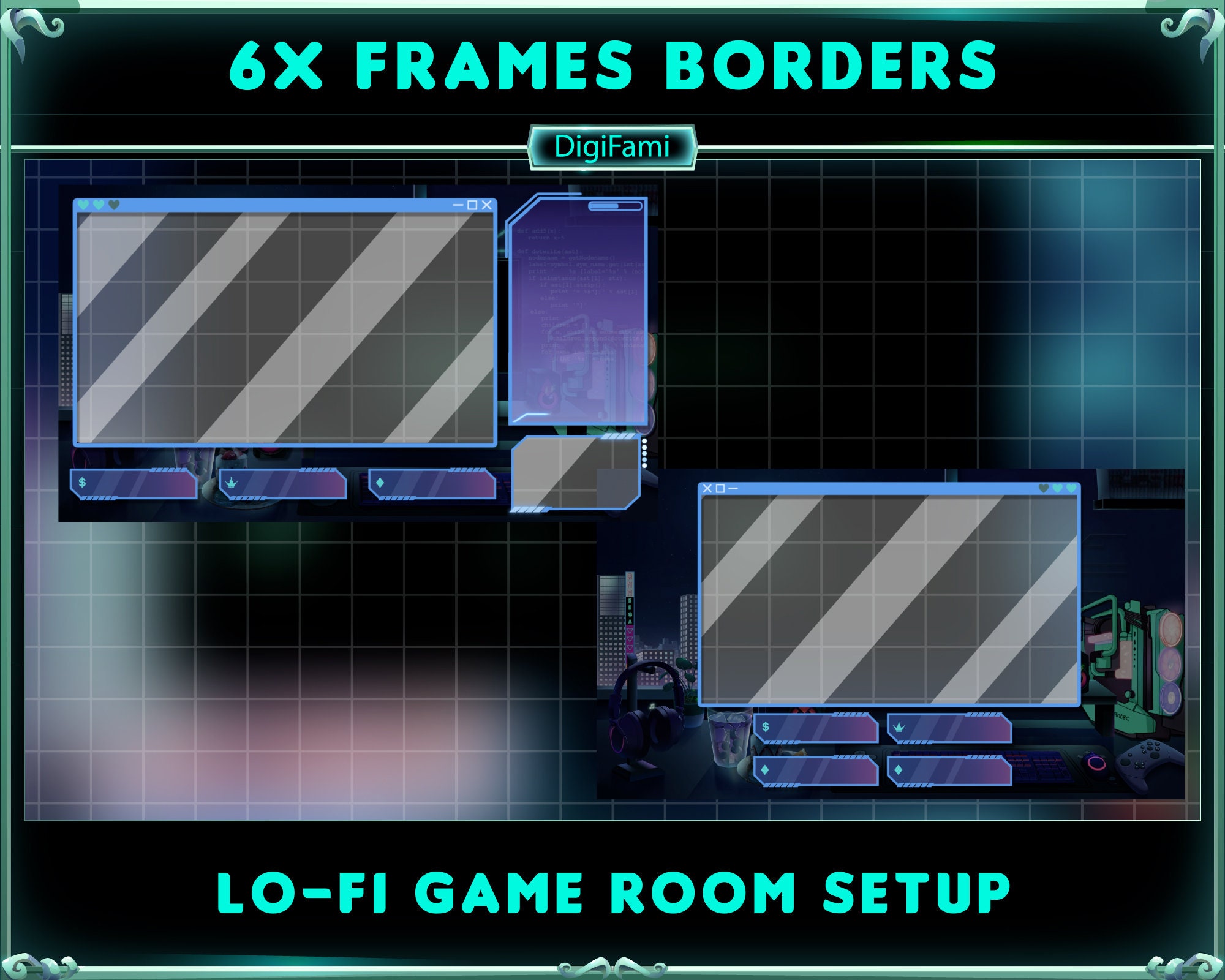 Gaming Room Stream Overlays Package, PC Desk Twitch Overlays Package ...