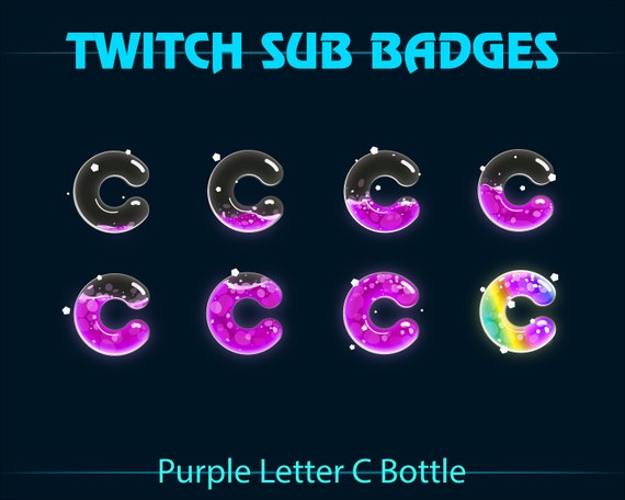 Purple Letter C Bottle Twitch Sub Badges / Purple Liquid - Etsy
