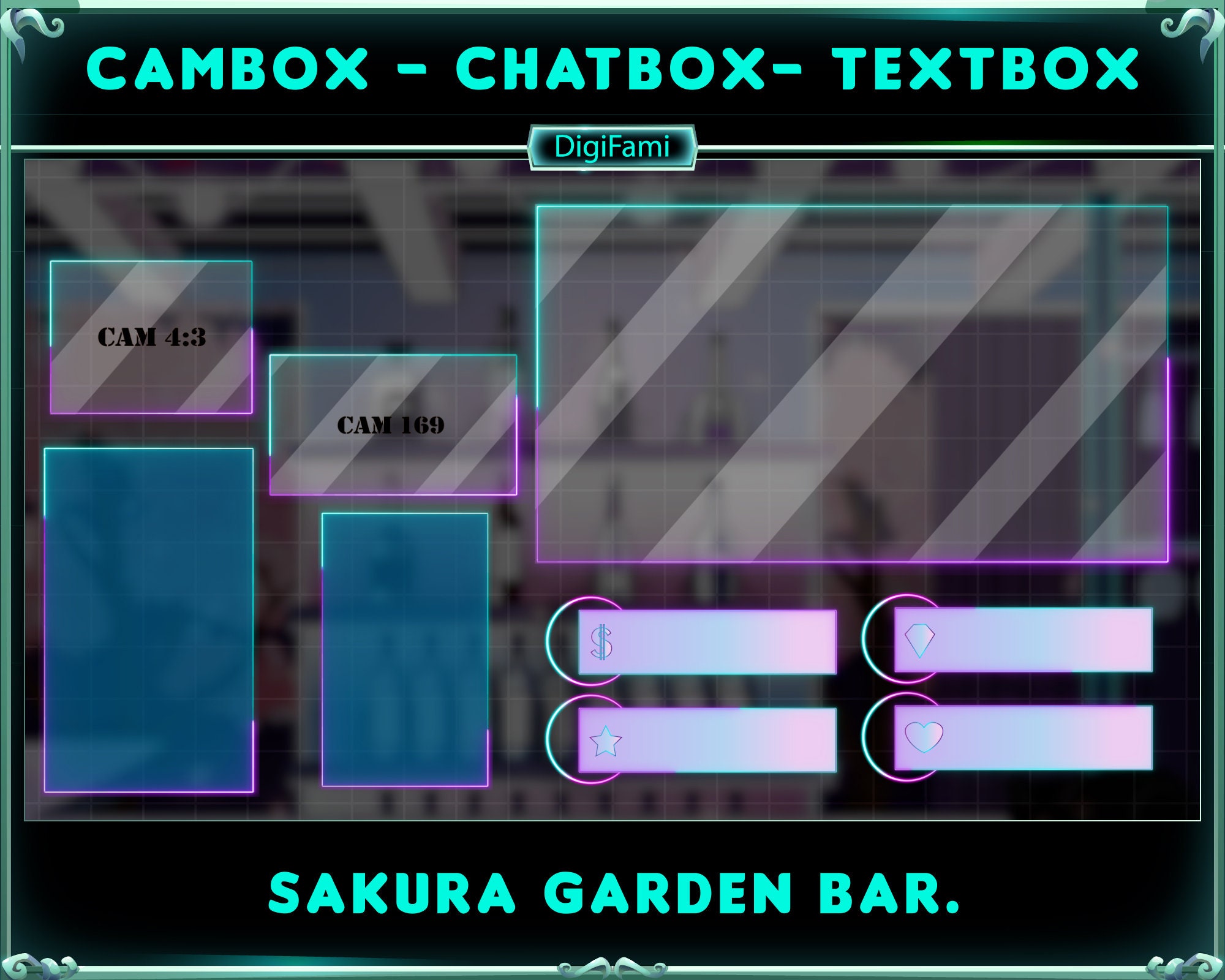 Sakura Garden Bar ANIMATED Twitch Overlay Package, Sakura Cafe Stream ...