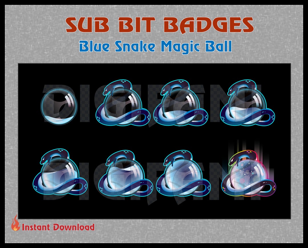 Blue Snake Magic Ball Twitch Sub Badges / Neon Snake Sub Badges for ...