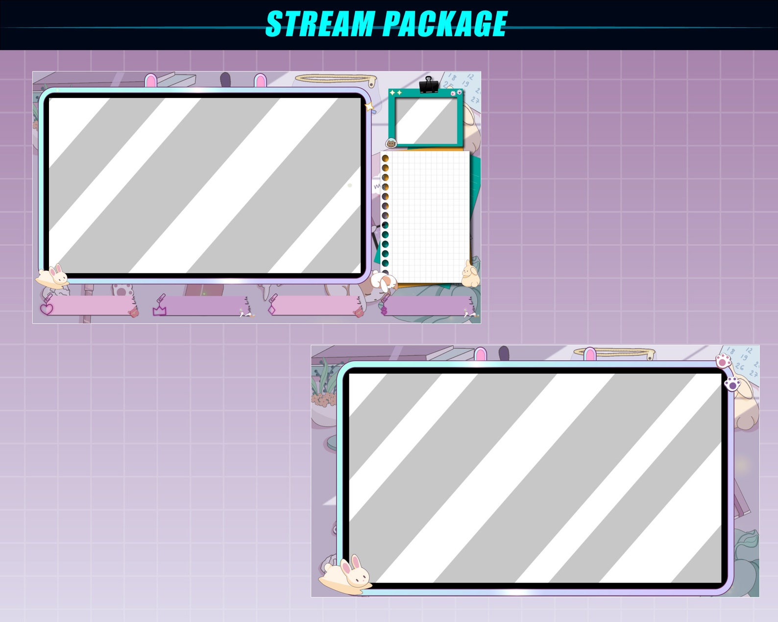 Animated Twitch Stream Overlays Package Lofi iPad Desk, Lofi Working ...