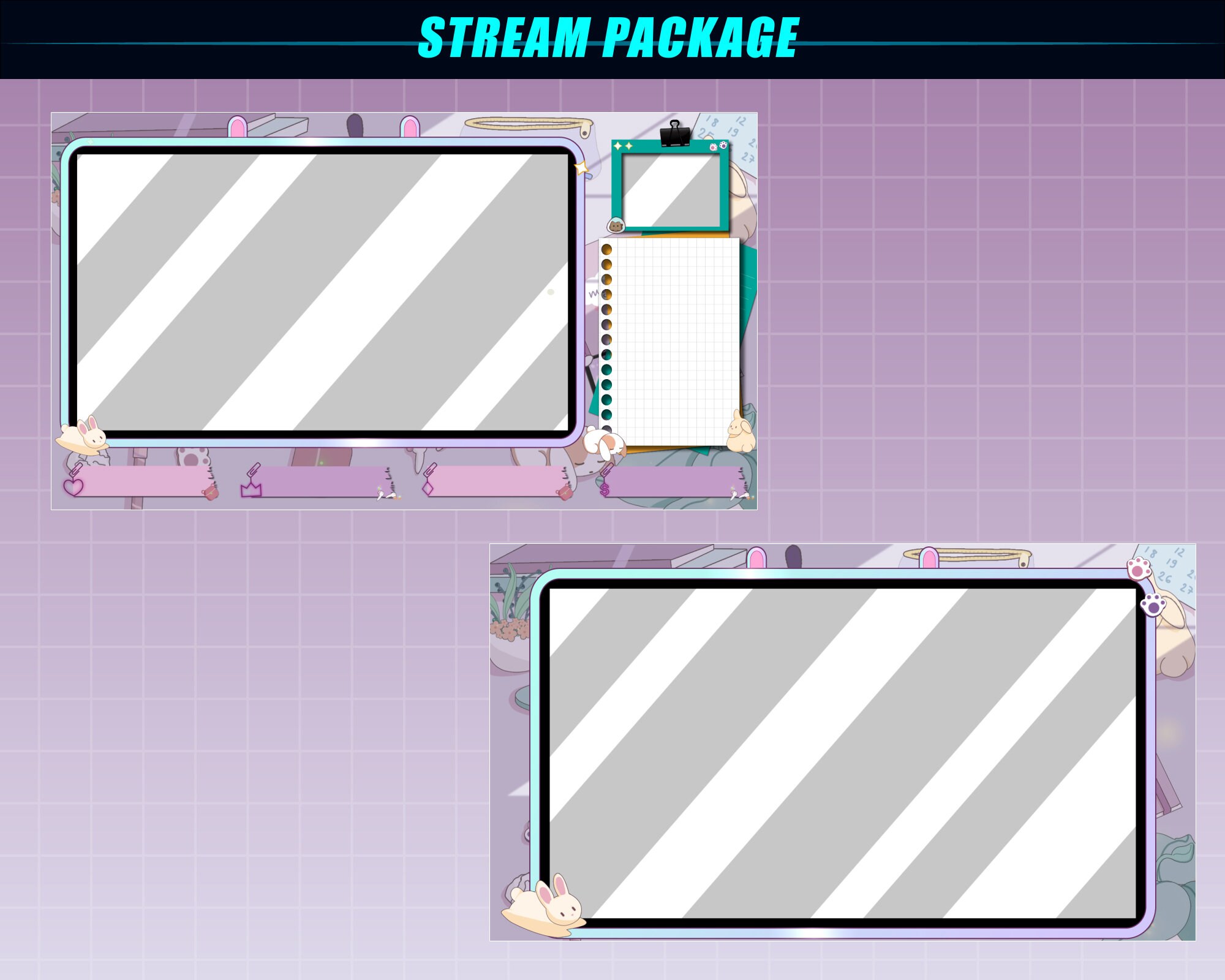 Animated Twitch Stream Overlays Package Lofi iPad Desk, Lofi Working ...