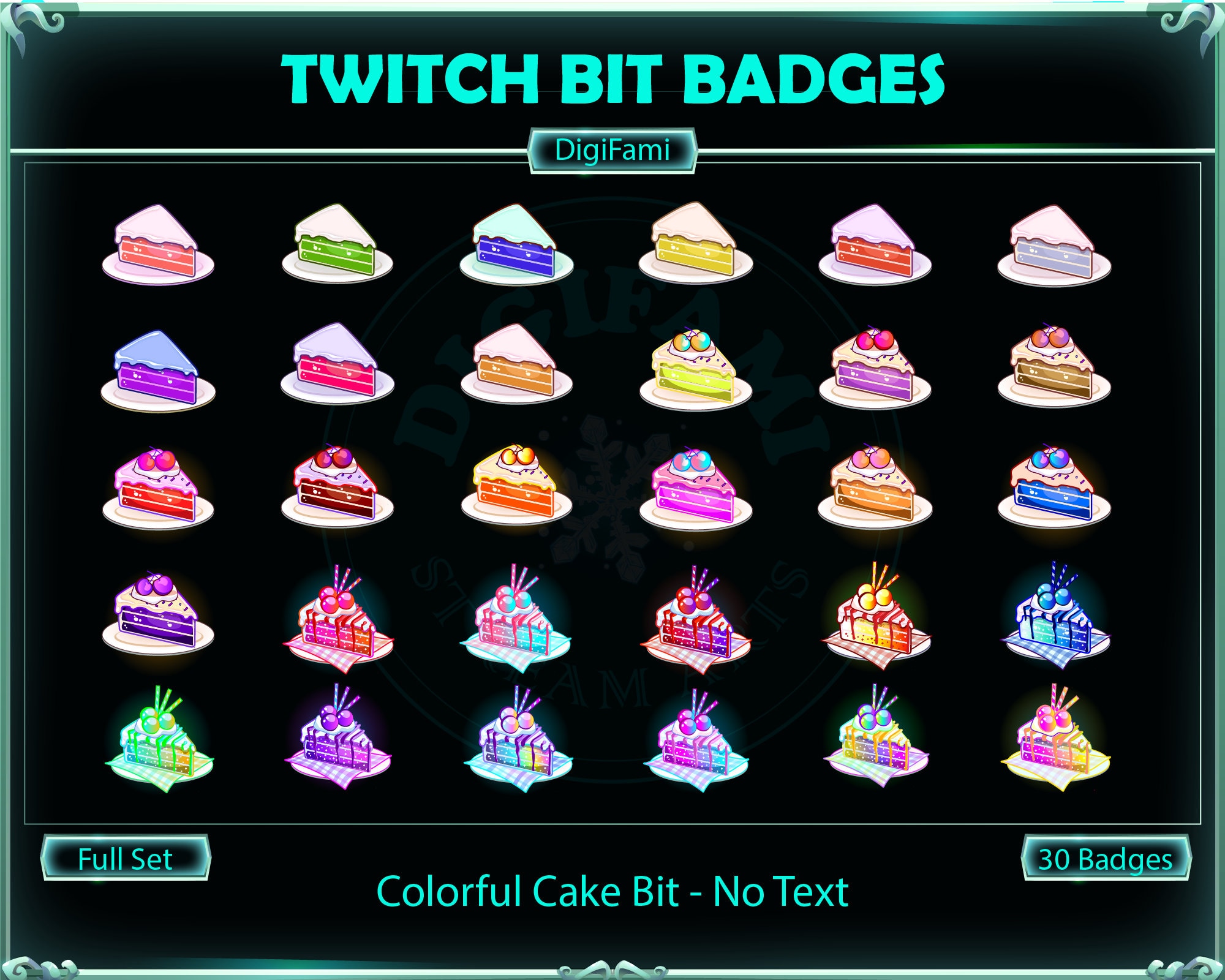 Colorful Yummy Cakes Twitch Bit Badges for Streamer, Discord, Youtube ...