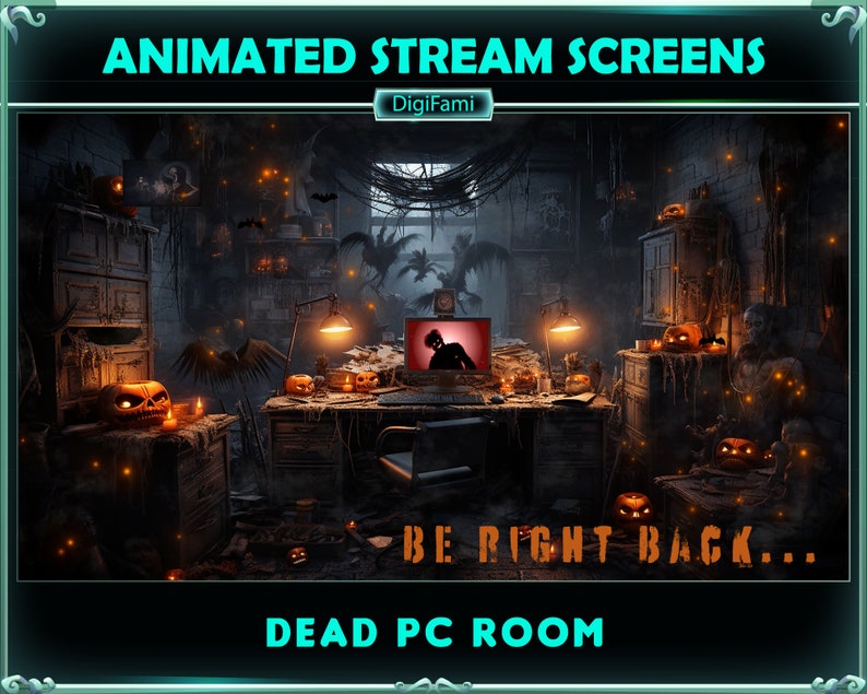 Animated Twitch Stream Overlays Dead PC Room, Horror PC Room Animated ...