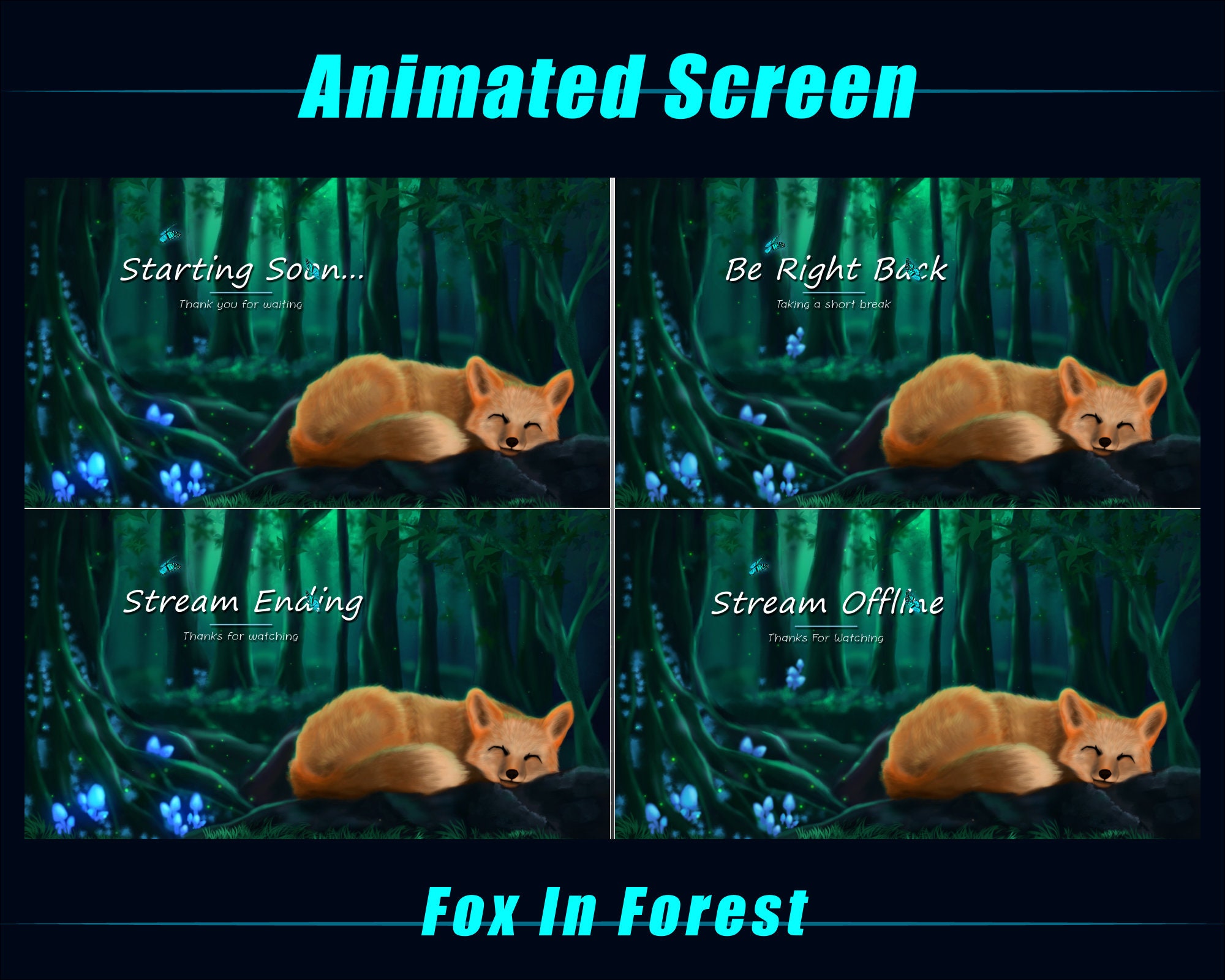 ANIMATED Fox in Forest Twitch Screen Overlays for Streamers / Magic ...