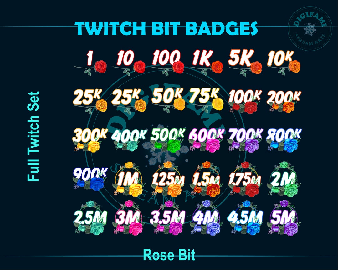 Colorful Rose Twitch Bit Badges, Elegant Rose Twitch Bit Badges ...