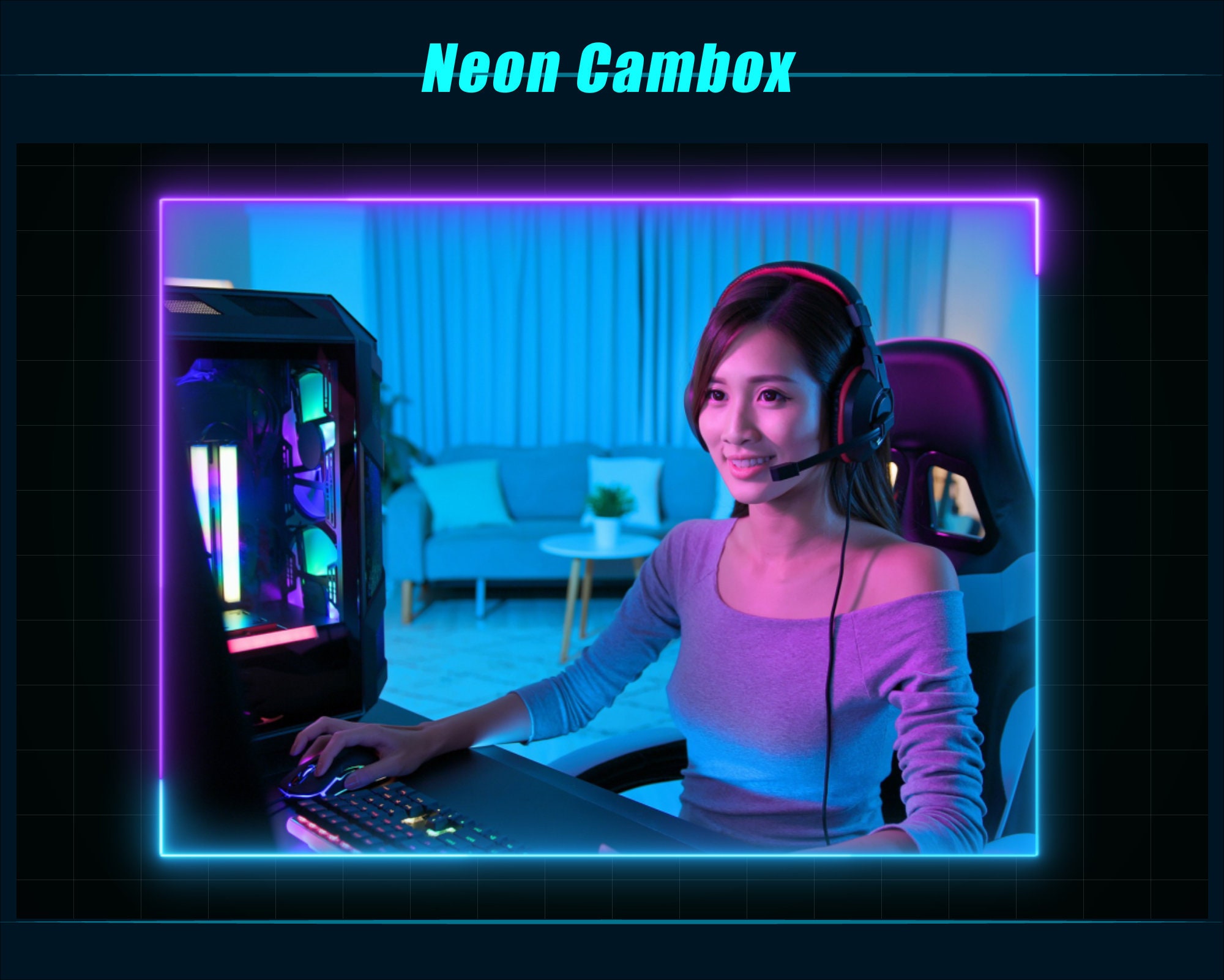 ANIMATED Twitch Webcam Overlay Dua NEON Cam Frame / Dua Light Neon ...