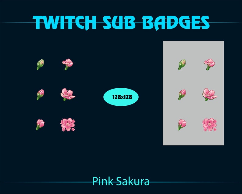 Pink Sakura Twitch Sub Bit Badges / Pink Cherry Blossom Twitch - Etsy